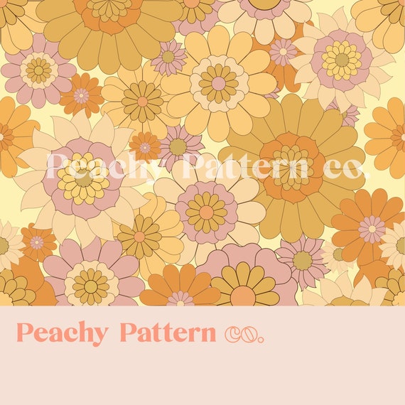 Retro Mustard Flowers Floral Seamless Repeat Digital Pattern | Etsy