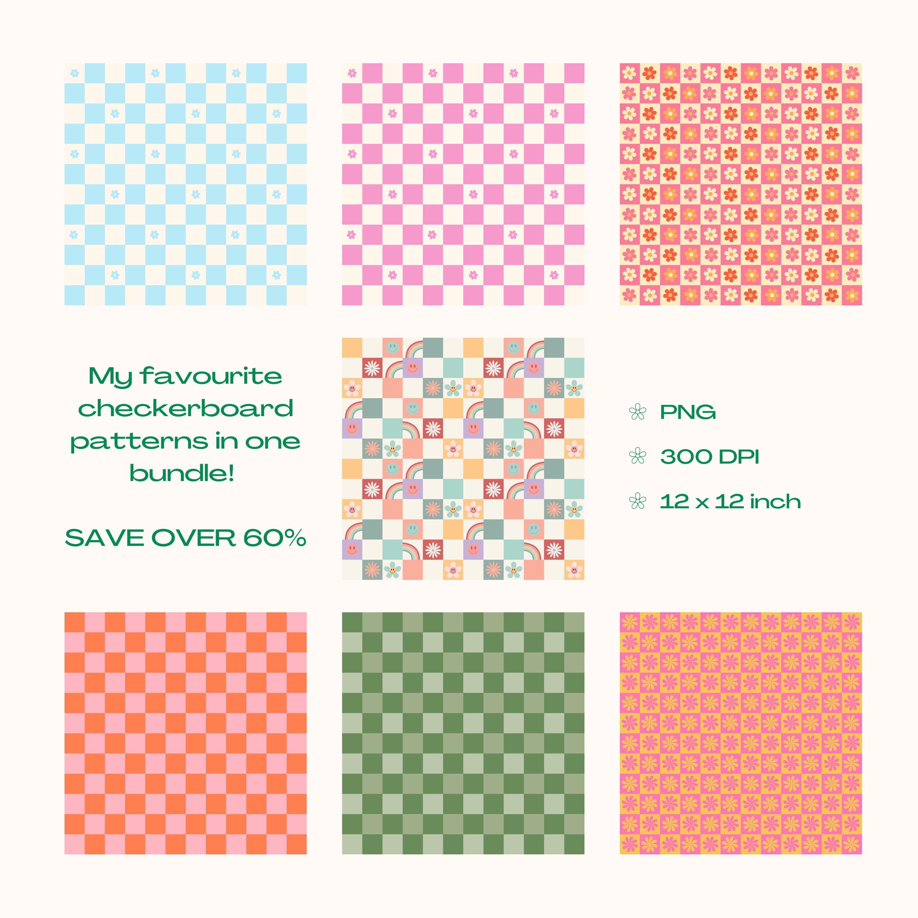14 Fun Retro Checkerboard Seamless Pattern Bundle Best Sellers ...