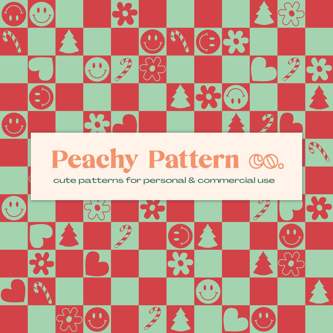 Christmas Checkerboard Checker Xmas Seamless Repeat Digital Pattern ...