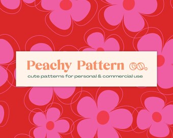Pink and Gold 70s Retro Flowers Seamless Pattern Design Digital File ...