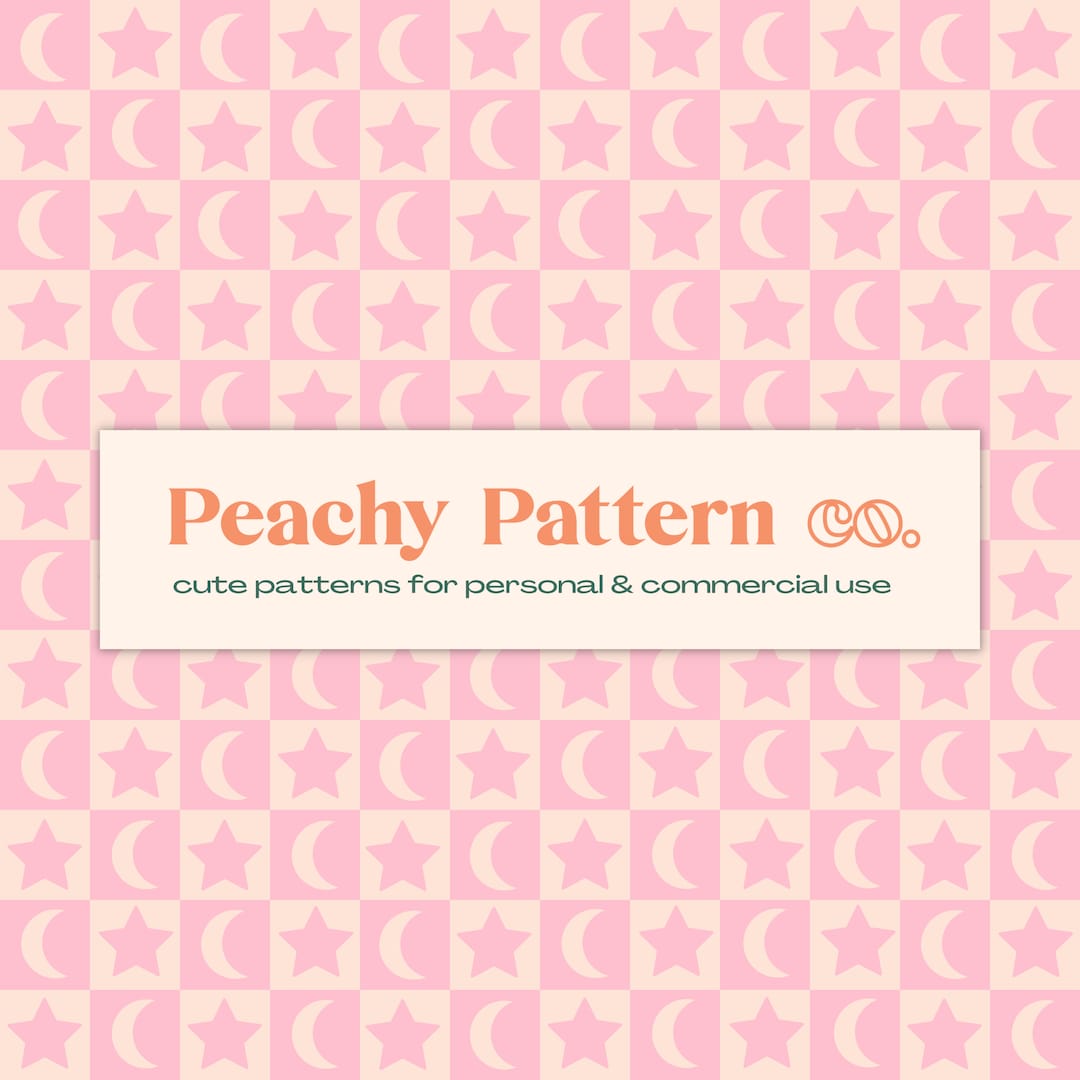 Pink Stars and Moons Checkerboard Seamless Repeat Digital Pattern ...