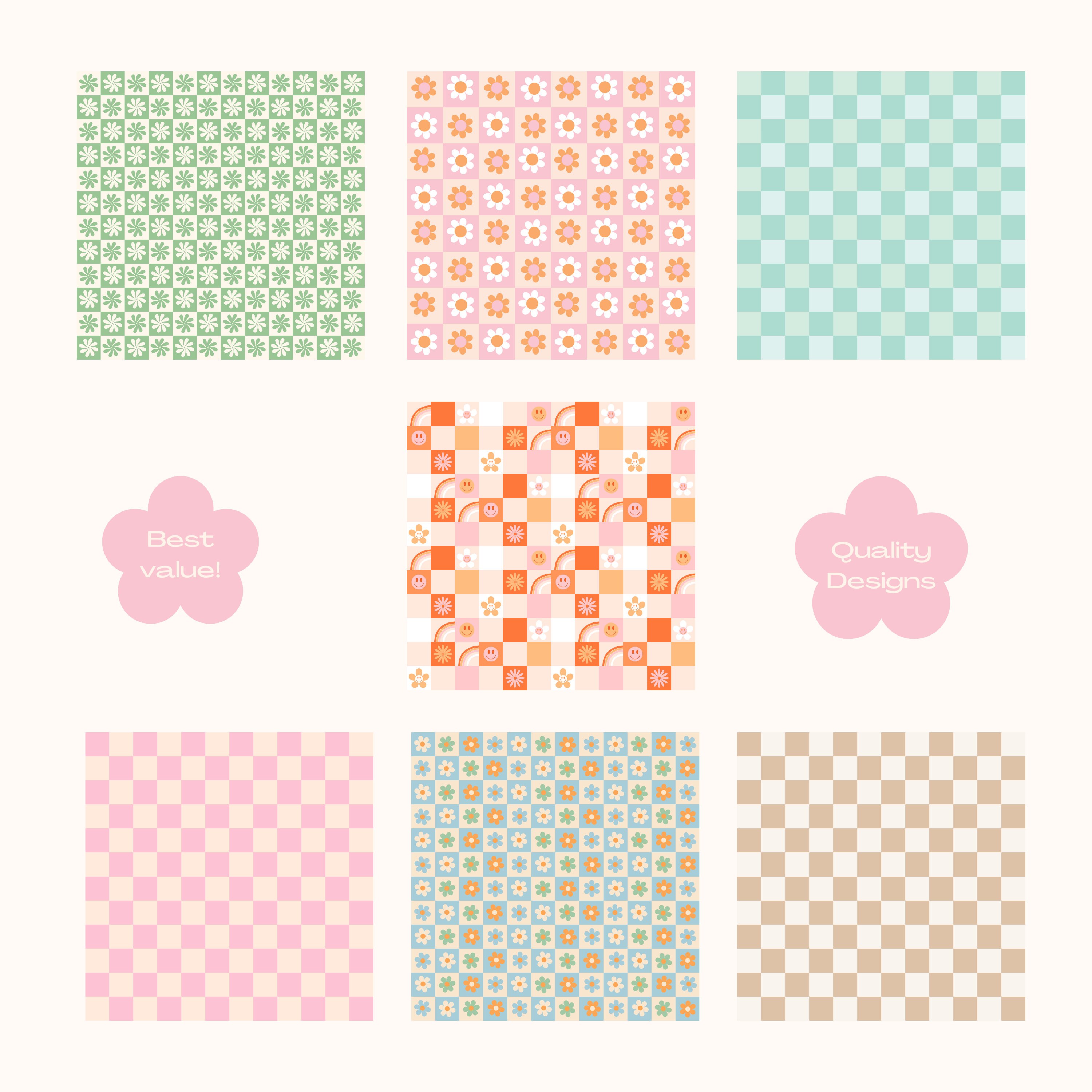 14 Fun Retro Checkerboard Seamless Pattern Bundle Best Sellers ...