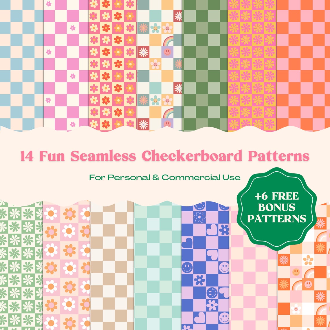 14 Fun Retro Checkerboard Seamless Pattern Bundle Best Sellers ...