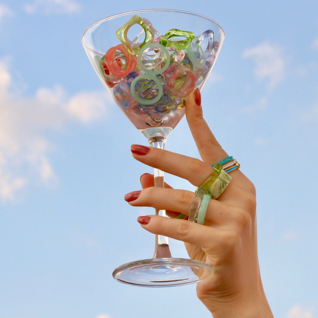 Resin Bubble Ring / Plastic Ring / Gift for Her / Vintage Ring / Trend ...