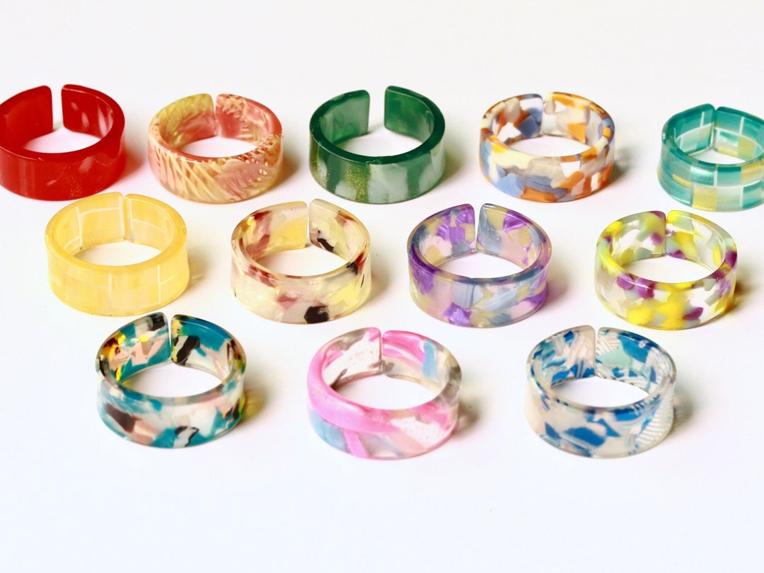 Resin Chunky Ring Plastic Ring Gift for Her Vintage Ring Trendy Jewelry ...