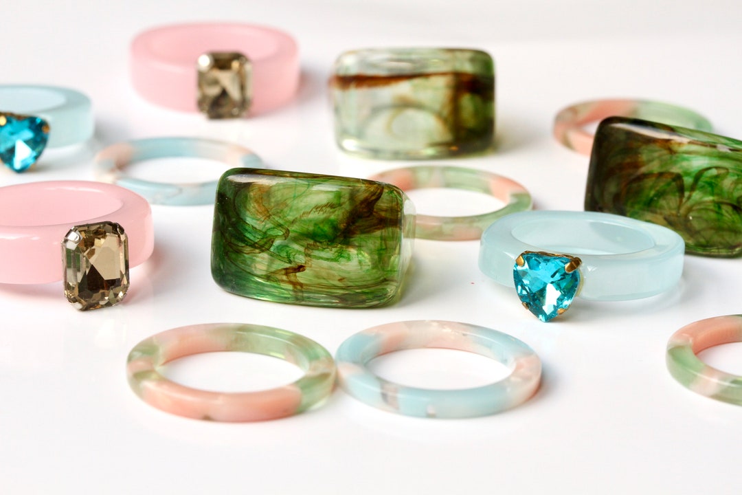 Resin Ring Pastel / Plastic Ring / Gift for Her / Resin Ring / Trendy ...