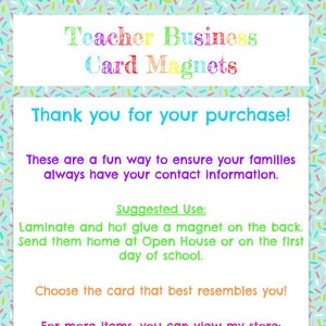 Editable Teacher Business Card Magnets - Etsy