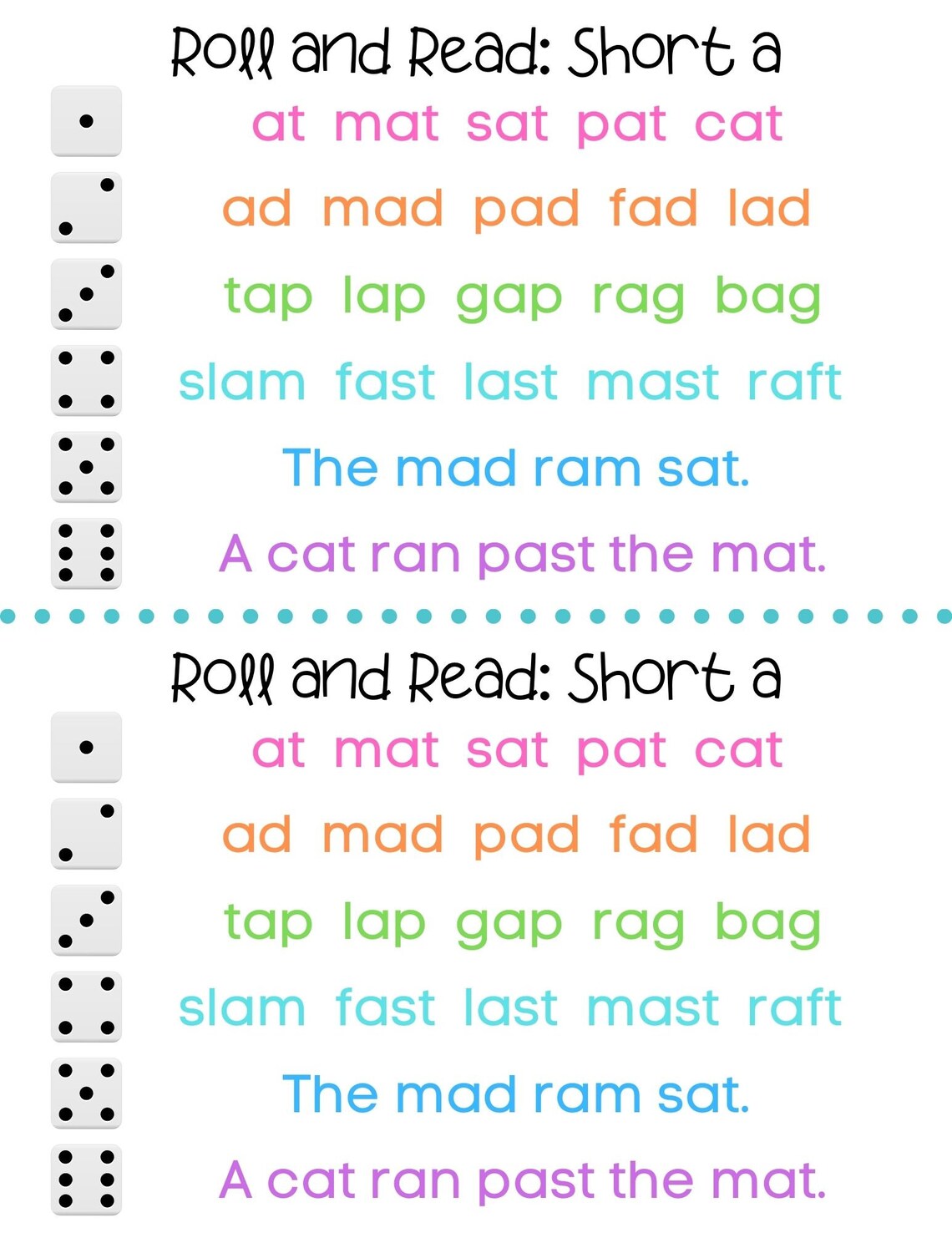 Roll and Read Phonics Blending Lines, A Yearlong Fluency Building ...