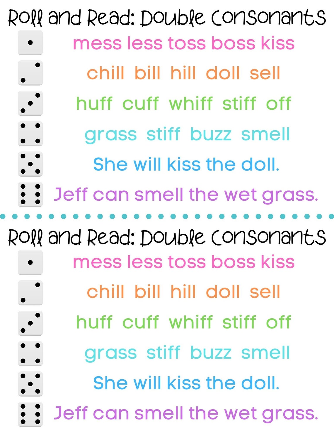 Roll and Read Phonics Blending Lines, A Yearlong Fluency Building ...