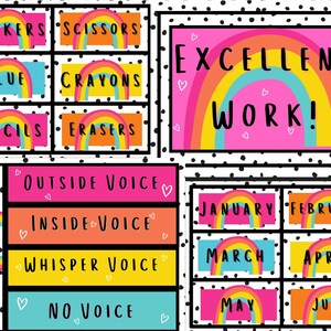 Black Dots and Rainbows Classroom Decor Set / Modern & Trendy Rainbows ...