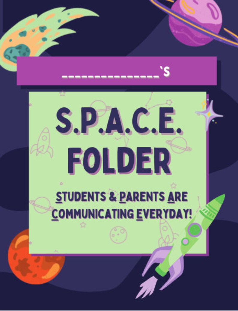 Space Themed Communication Binder or Folder Covers, Outer Space Binder ...