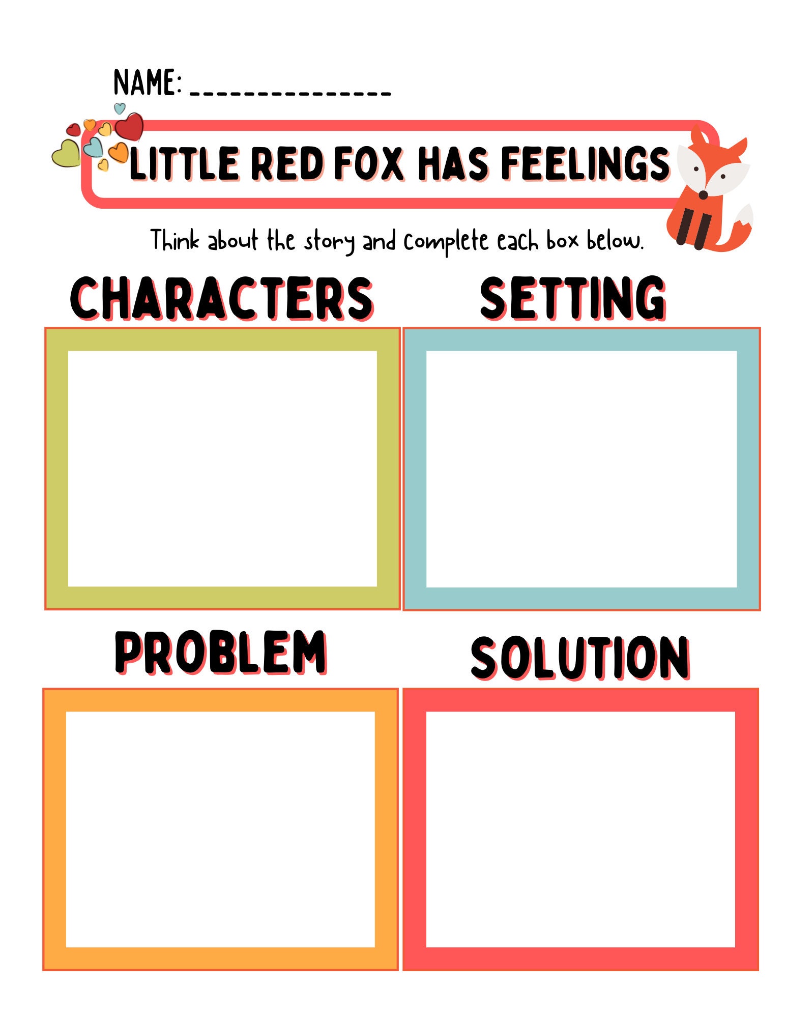 Little Red Fox Has Feelings Book Companion, Social Emotional Activity ...