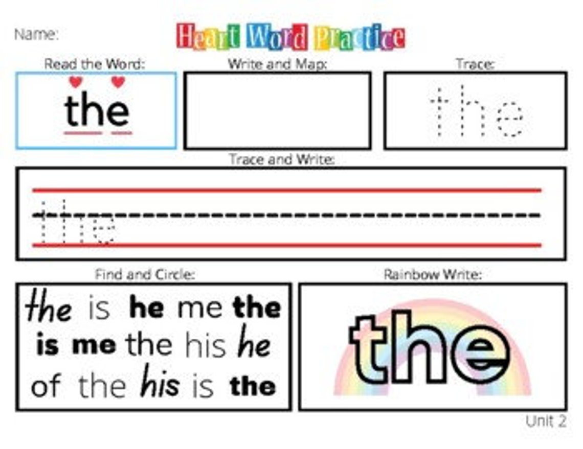 Heart Word Flashcards and Orthographic Mapping Practice - Etsy