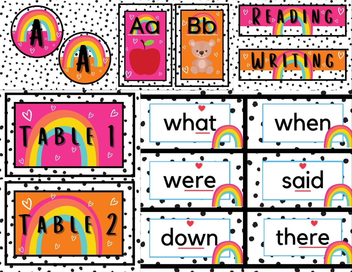 Black Dots and Rainbows Classroom Decor Set / Modern & Trendy Rainbows ...