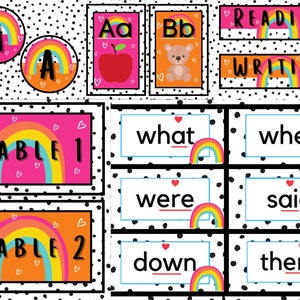 Black Dots and Rainbows Classroom Decor Set / Modern & Trendy Rainbows ...
