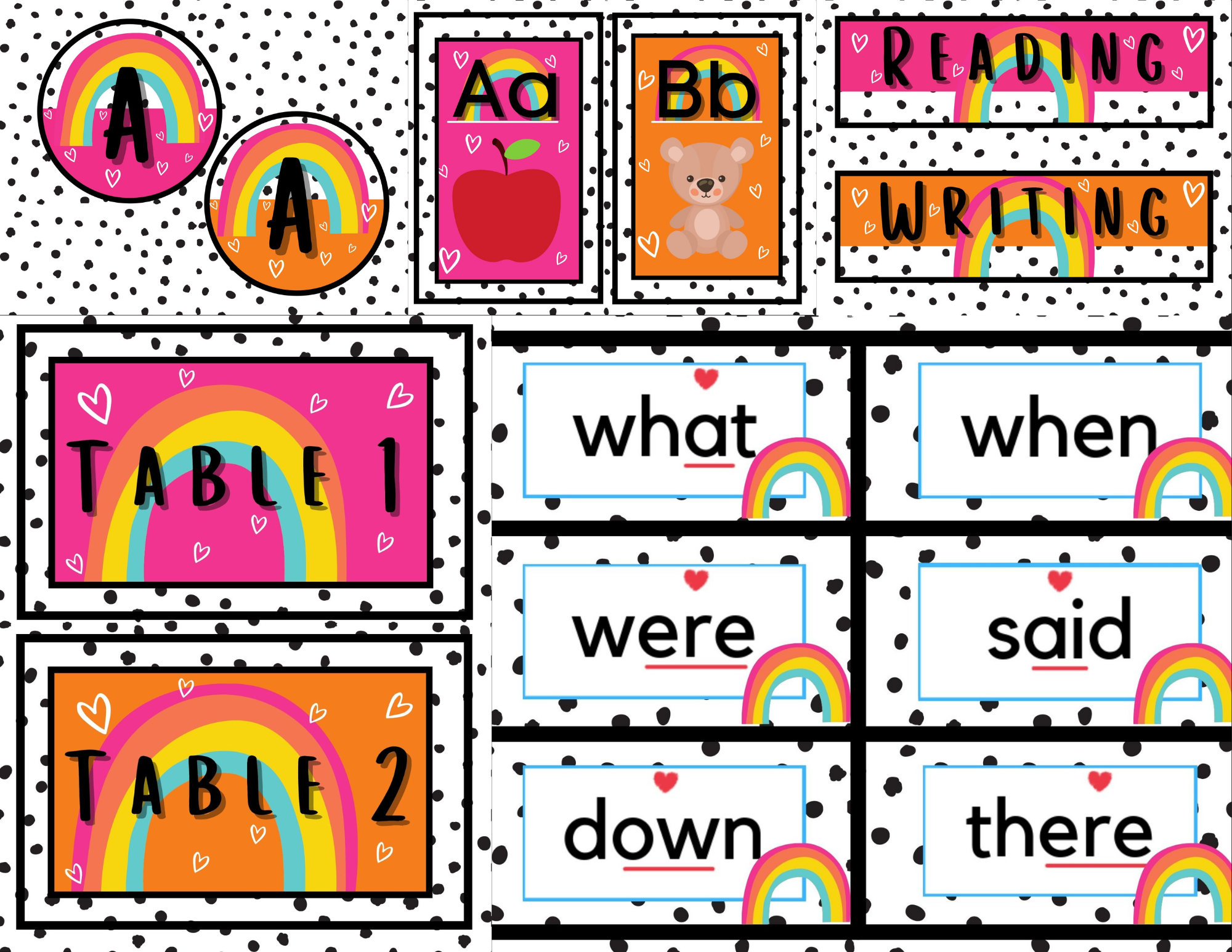 Black Dots and Rainbows Classroom Decor Set / Modern & Trendy Rainbows ...