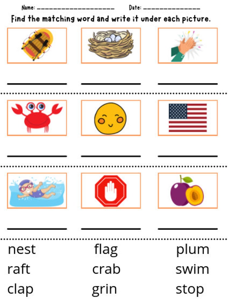 Phonics Word Matching Activities, Phonics Center, Learning Stations ...