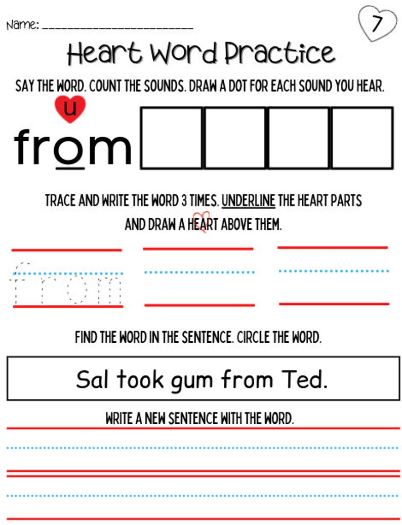 Heart Word Mapping Practice : Orthographic Mapping for 110 Sight Words ...