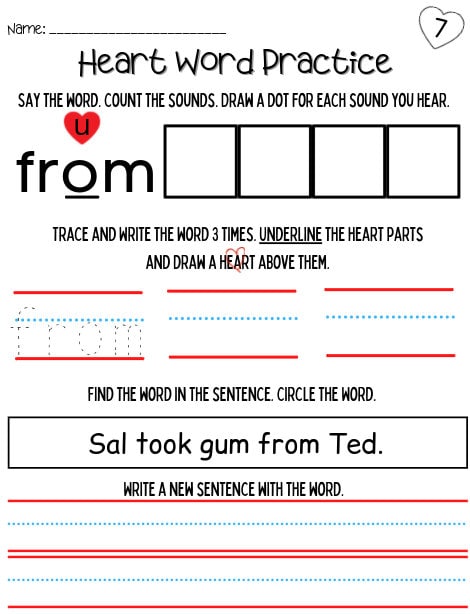 Heart Word Mapping Practice : Orthographic Mapping for 110 Sight Words ...