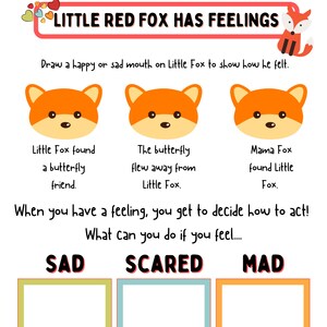 Little Red Fox Has Feelings Book Companion, Social Emotional Activity ...