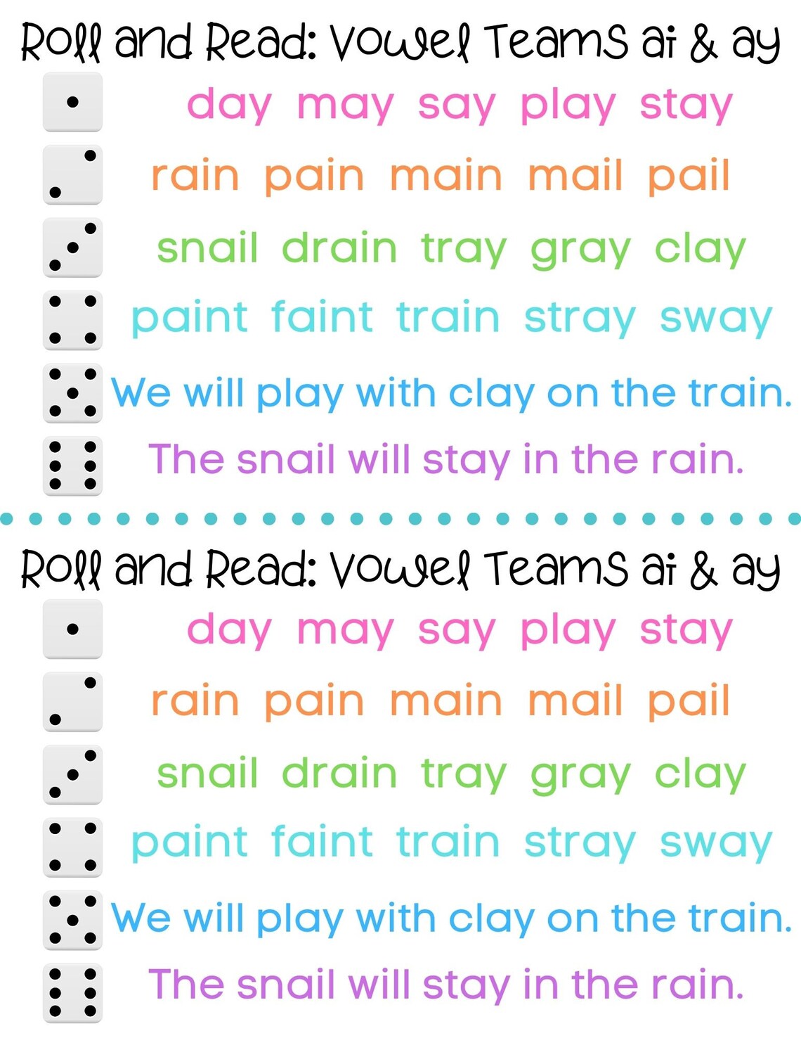 Roll and Read Phonics Blending Lines, A Yearlong Fluency Building ...
