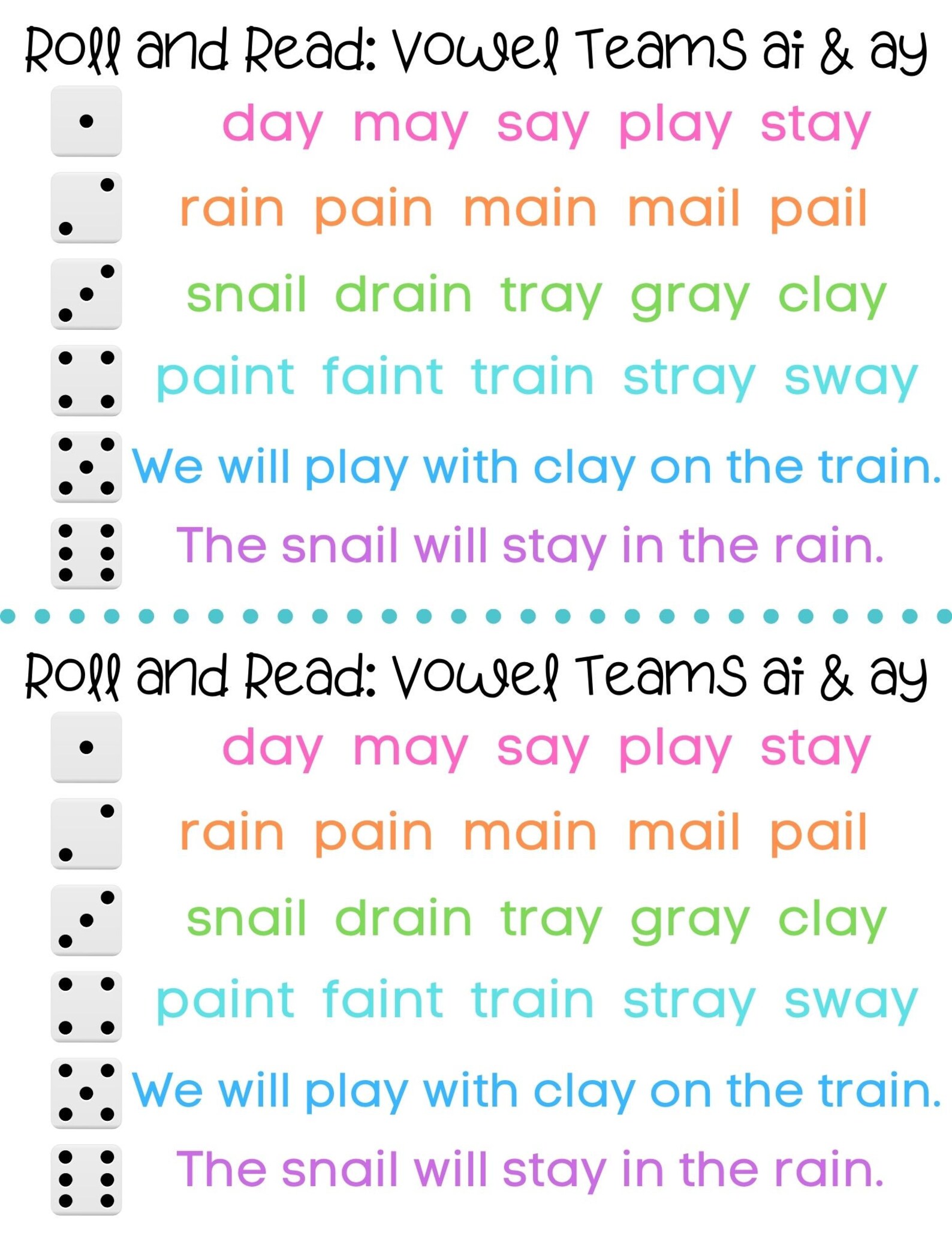 Roll and Read Phonics Blending Lines, A Yearlong Fluency Building ...