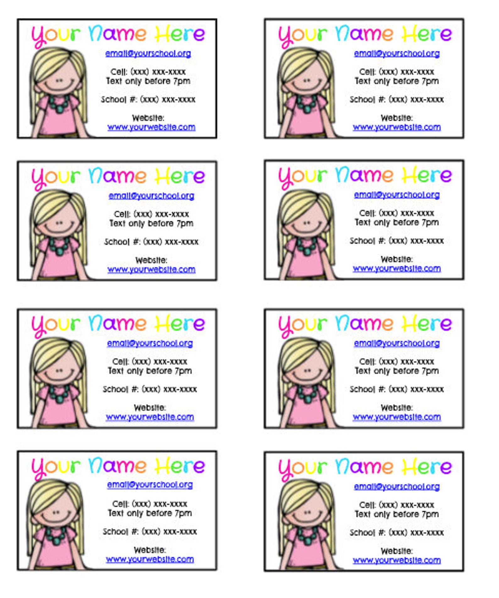 Editable Teacher Business Card Magnets | Etsy