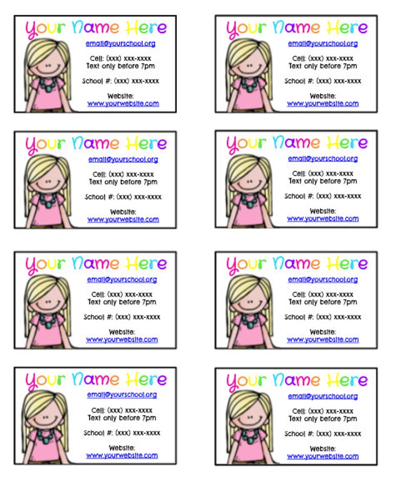 Editable Teacher Business Card Magnets - Etsy