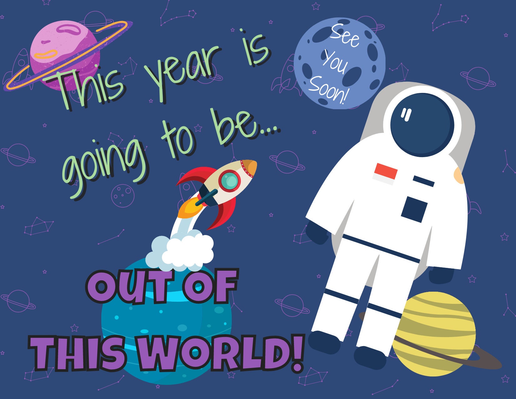 Space Theme Back to School Postcard, Outer Space Postcard, Welcome Back ...