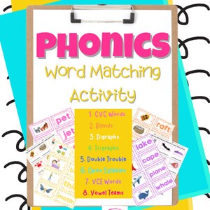 Phonics Word Matching Activities, Phonics Center, Learning Stations ...