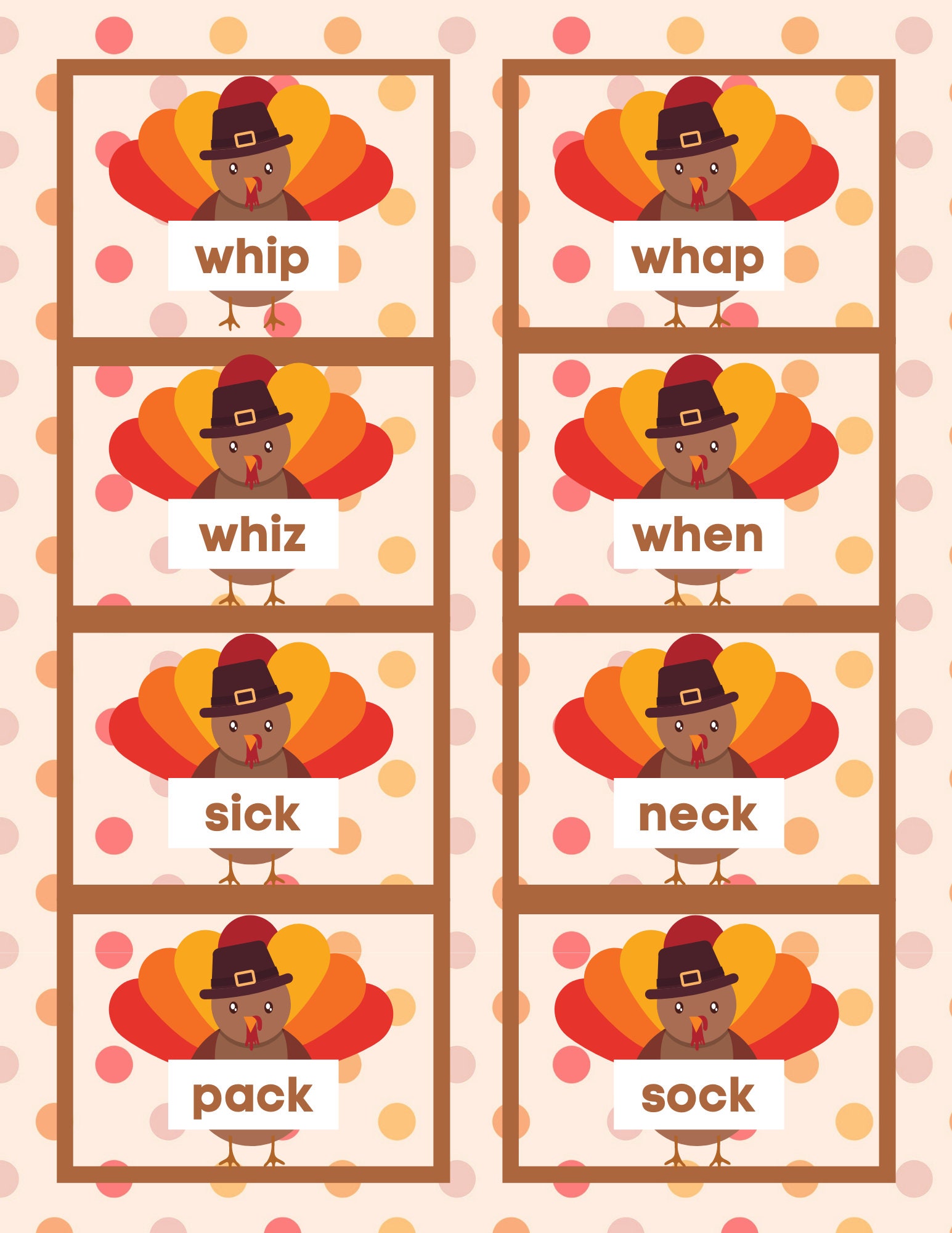 Turkey Digraph Fun: Word Sort and Decoding Activities - Etsy