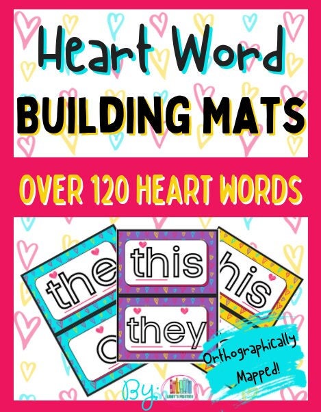 Heart Word Building Mats, Orthographically Mapped Heart Words, Sight ...