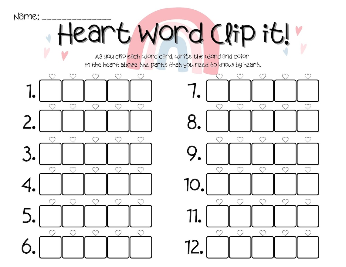 Heart Word Clip It & Map It Game, Orthographic Mapping, Science of ...