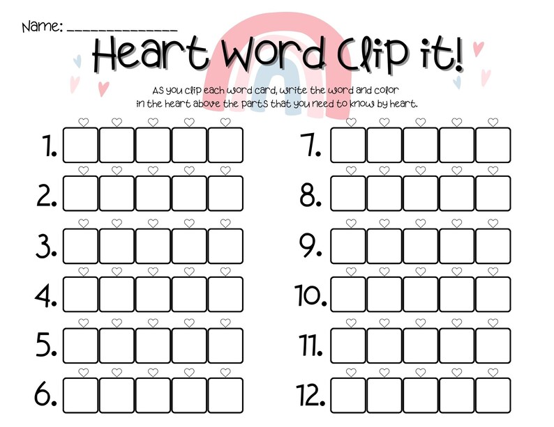Heart Word Clip It & Map It Game, Orthographic Mapping, Science of ...
