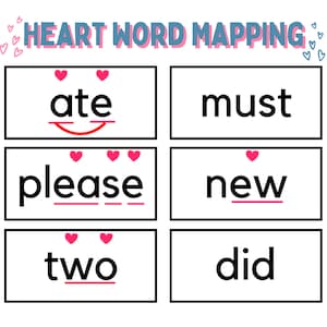 Heart Word Flashcards, Heart Word Mapping, Orthographic Heart Word ...