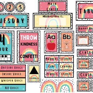Black Dots and Pastel Rainbows Boho Classroom Decor Theme Set - Etsy