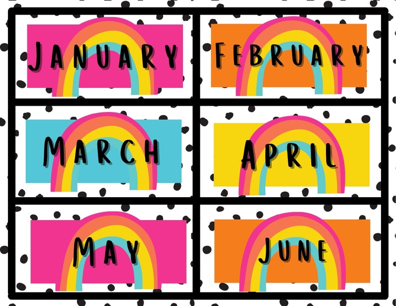 Black Dots and Rainbows Classroom Decor Set / Modern & Trendy Rainbows ...