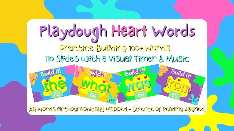 Playdough Heart Words Slides - 110 Word Building Slides With Visual ...