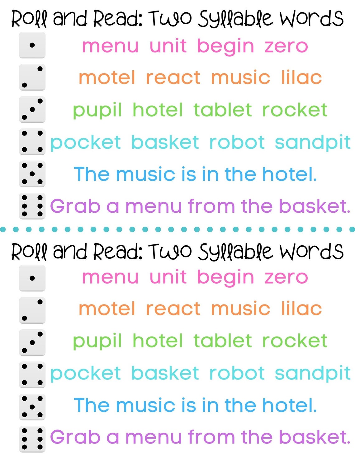 Roll and Read Phonics Blending Lines, A Yearlong Fluency Building ...