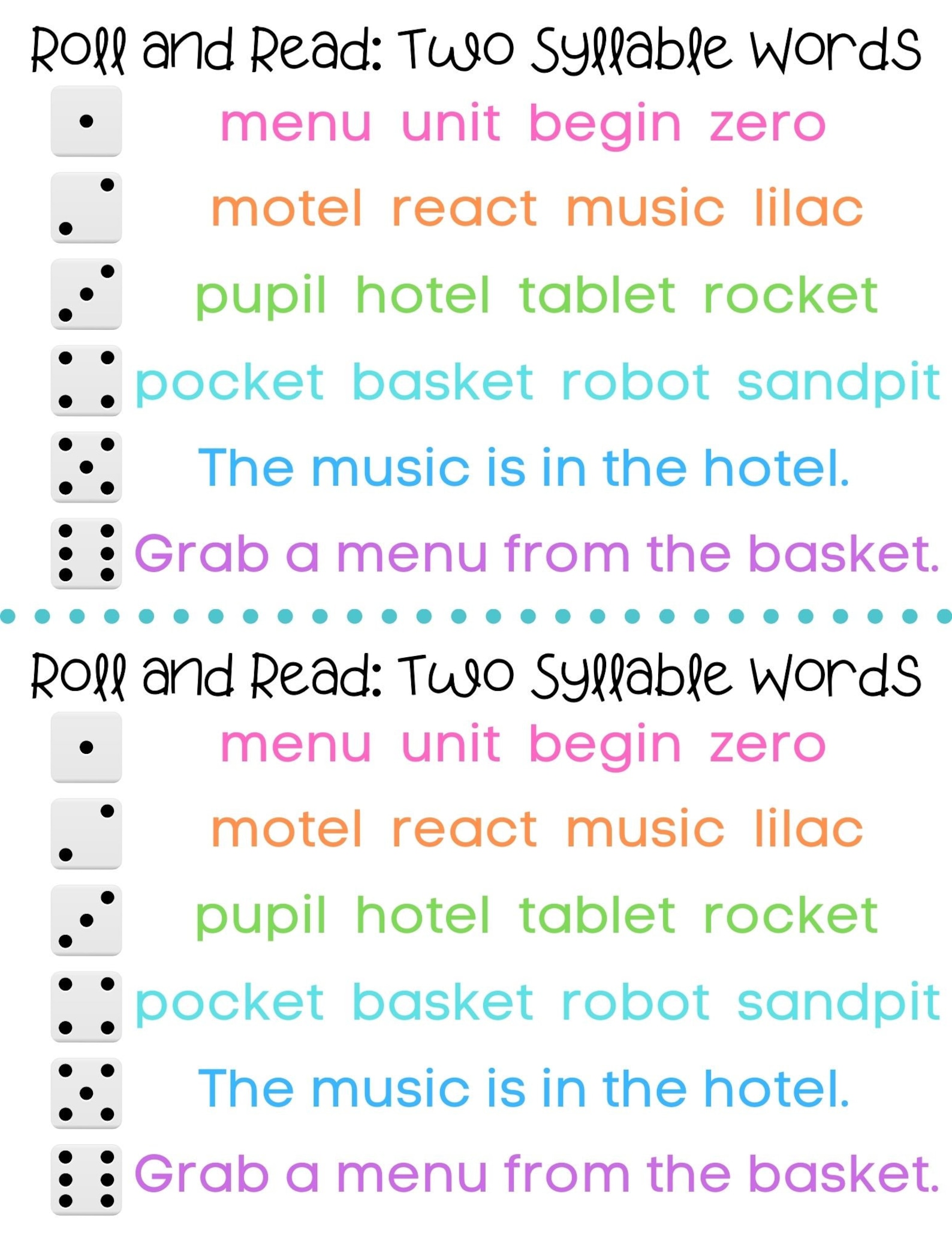 Roll and Read Phonics Blending Lines, A Yearlong Fluency Building ...
