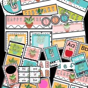 Boho Plants and Pastels Classroom Decoration Theme Set, Modern and ...