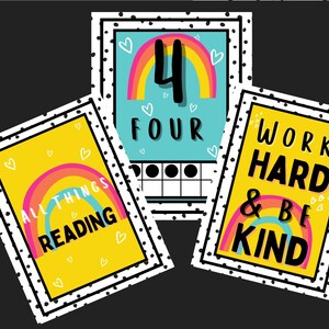 Black Dots and Rainbows Classroom Decor Set / Modern & Trendy Rainbows ...