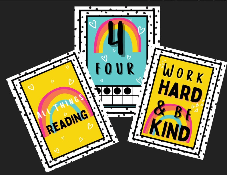 Black Dots and Rainbows Classroom Decor Set / Modern & Trendy Rainbows ...