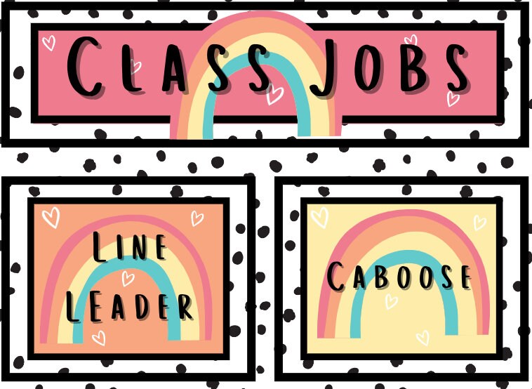 Black Dots and Pastel Rainbows Boho Classroom Decor Theme Set - Etsy