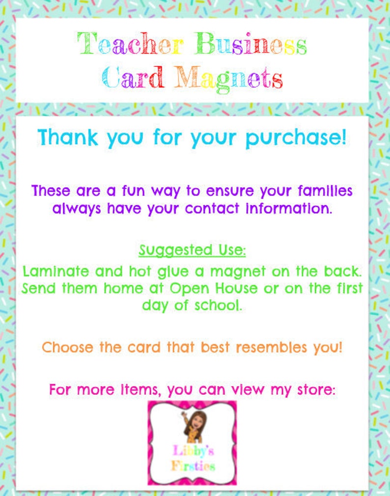 Editable Teacher Business Card Magnets - Etsy
