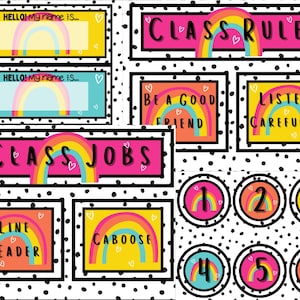 Black Dots and Rainbows Classroom Decor Set / Modern & Trendy Rainbows ...
