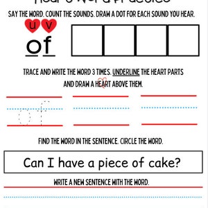Heart Word Mapping Practice : Orthographic Mapping for 110 Sight Words ...