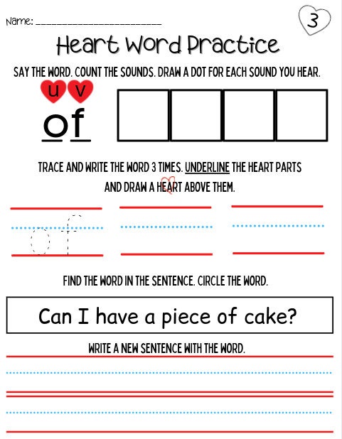 Heart Word Mapping Practice : Orthographic Mapping for 110 Sight Words ...