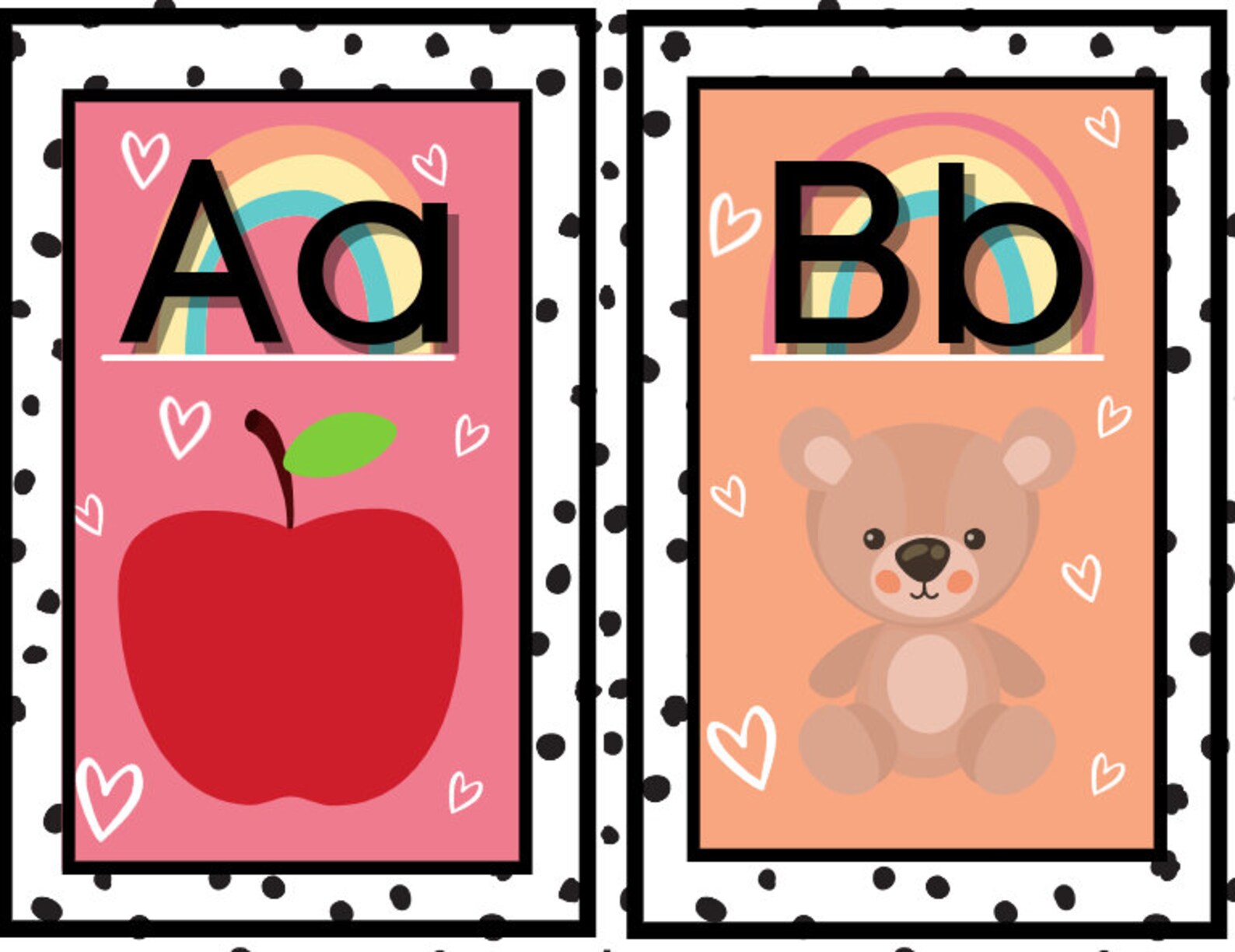 Black Dots and Pastel Rainbows Boho Classroom Decor Theme Set - Etsy