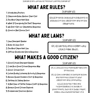 Rules, Laws, and My Community: A Social Studies Unit, First Grade ...